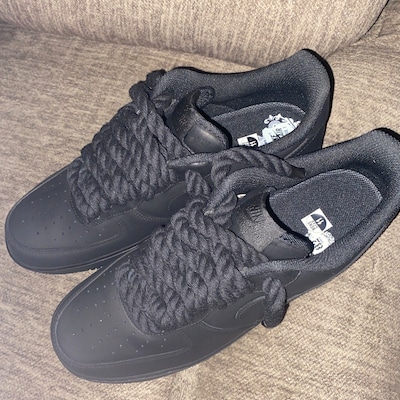 Custom Matte Black Af1 With Black Rope Laces - Etsy