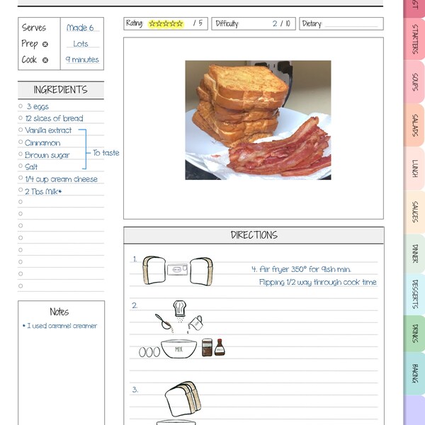 Recipe Book Template, Digital Recipe Book, Recipe Template, Digital ...