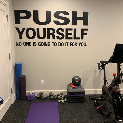 Wall Decal, Push Yourself, Gym Decal, Workout Decal, Fitness Decal ...