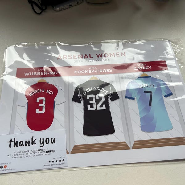 Arsenal Women's Super League 2023-24 Squad Print - Shirt Poster Art ...