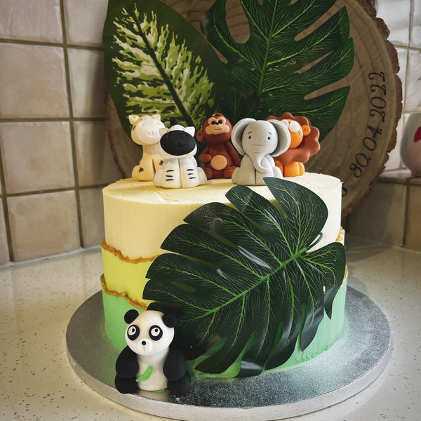EDIBLE Jungle Animals Cake Topper / Set of 6 / Any Personalised Name ...