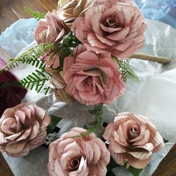 Pink Book Page Roses | Bouquet | Classic Literature | Wedding | Gift ...