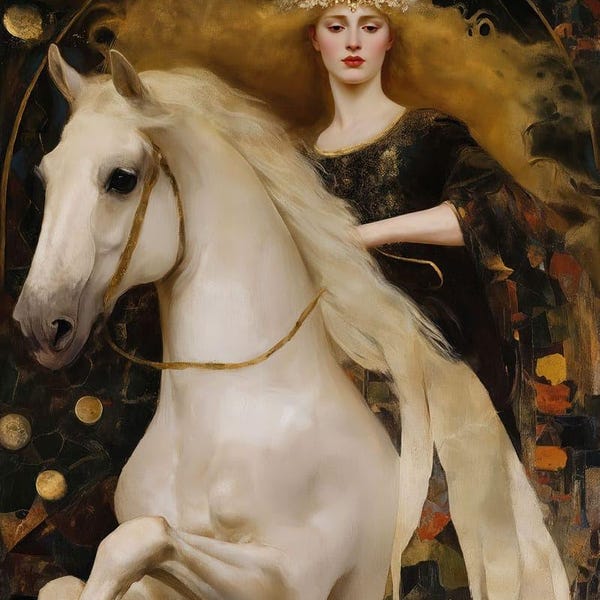 Rhiannon Print, Welsh Goddess of Dreams & Horses, Art Deco, Coquette ...