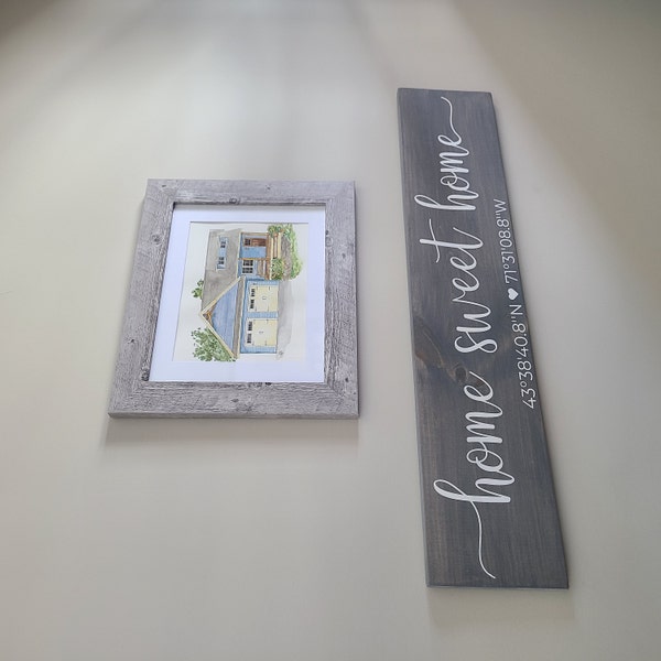 Horizontal Rustic Home Sweet Home Sign, Gallery Wall Art, Modern ...