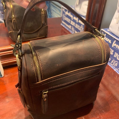 Personalized Rustic Leather Camera Bag, Multipurpose Men's Leather Bag ...