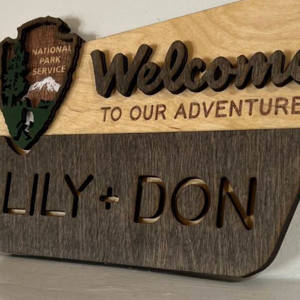 National Park Welcome Sign Family Name Sign, Custom National Park Sign ...