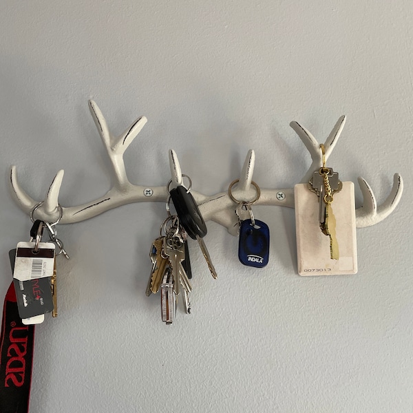 Antler Key Rack, Deer Antlers Key Holder for Wall, Cast Iron Key Rack ...