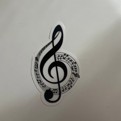 Music Note Sticker, Treble Clef Sticker, Clear Vinyl Sticker, Die Cut ...