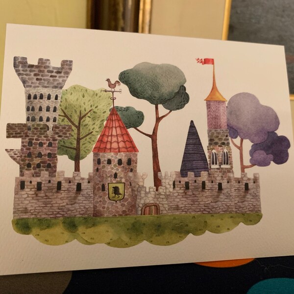 Watercolor Castle Note Card~fantasy Blank Greeting Card~medieval ...
