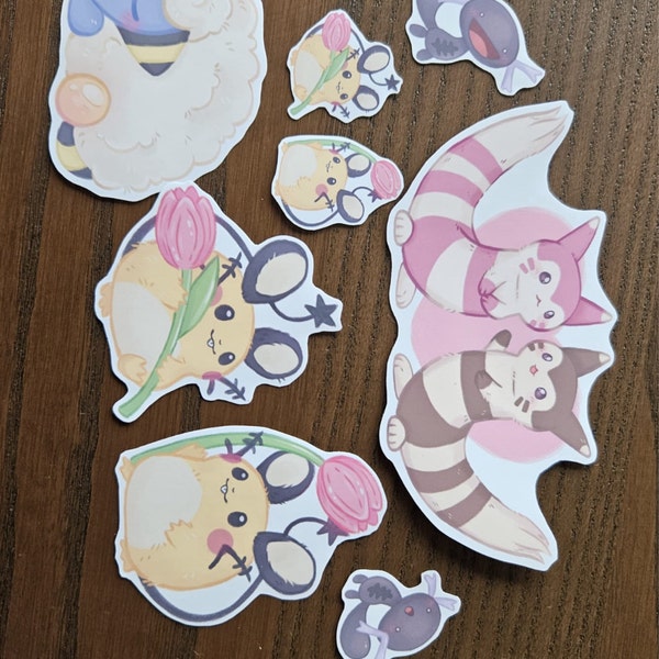 Cute Cat Dango and Tanghulu Strawberry Stickers Kawaii Food Vinyl ...