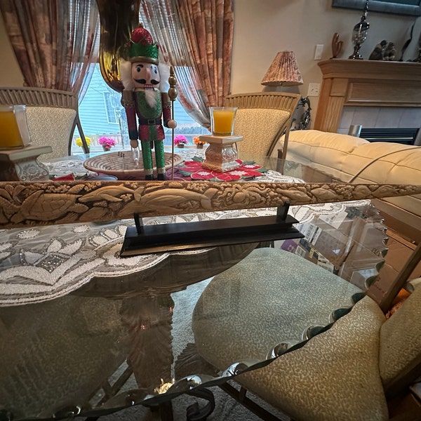 Natural Mussels Clam Shell Carving Dragon Model on Stand Large Size ...