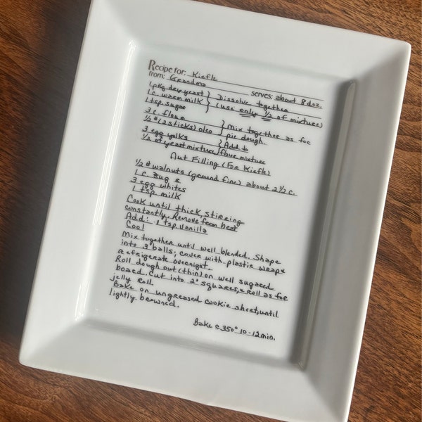 Personalized Recipe Plate // Handwritten Recipe // Comes With Stand ...