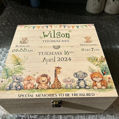 Personalised Baby Boy Blue Train Keepsake Box New Baby Memory Box ...