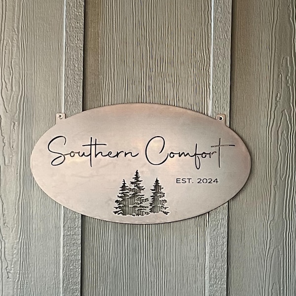 Oval METAL Evergreen SIGN ,personalized Metal Sign, Personal Door Sign ...