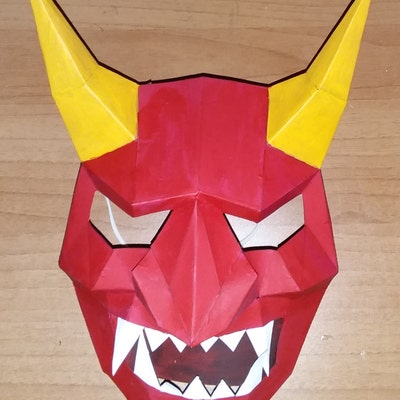 Japanese Demon Mask, Oni, Hannya DIY Paper Mask, Printable Template ...