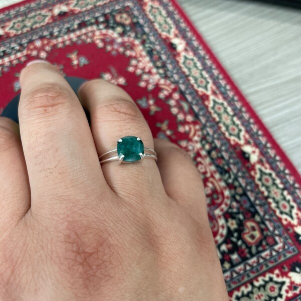 Emerald Double Band Ring, Raw Emerald Double Band Ring, Gold Raw ...