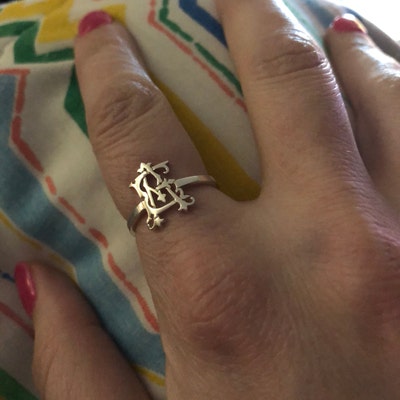 Personalized Monogram Ring Double Initials Ring Custom Monogram Ring ...