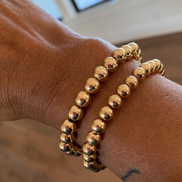 Gold Bead Bracelet Silver Bead Bracelet Gift Stack Gold Bead Bracelet ...
