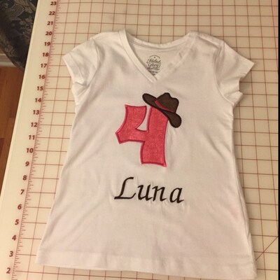 Number Four Cowgirl Hat 4th Birthday Applique Machine Embroidery Design ...