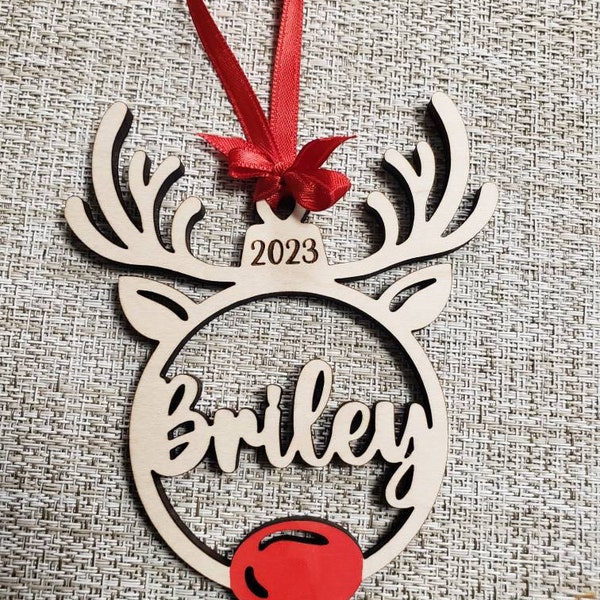Personalized Reindeer Ornament - Etsy