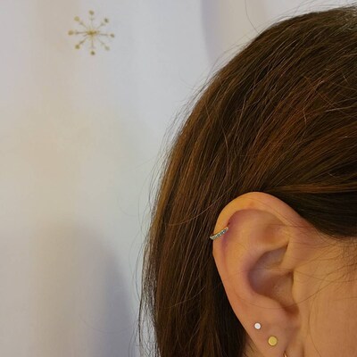 Turquoise Hoop Earring Sterling Silver Earring Dainty Hoop Huggie Hoop ...