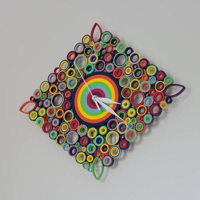 Wall Clock Paper Clock Colorful Clock First Anniversary - Etsy
