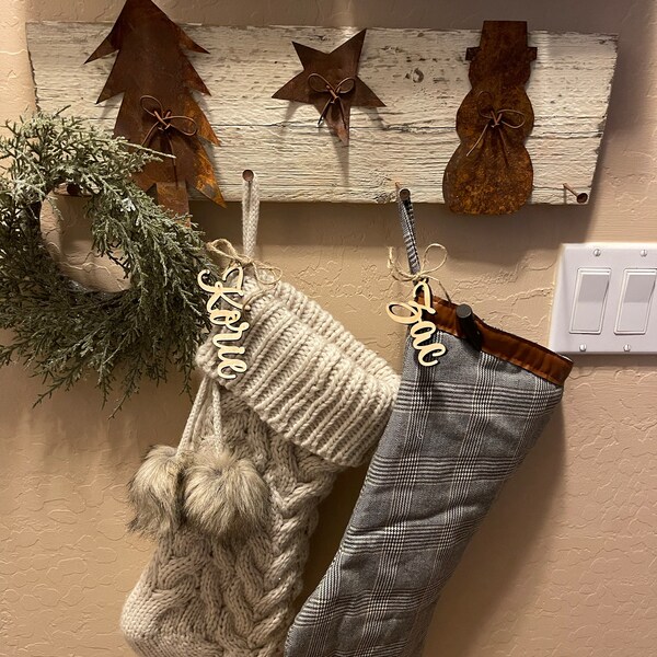 Christmas Stockings Name Tags Wooden Names for Stocking, Family ...