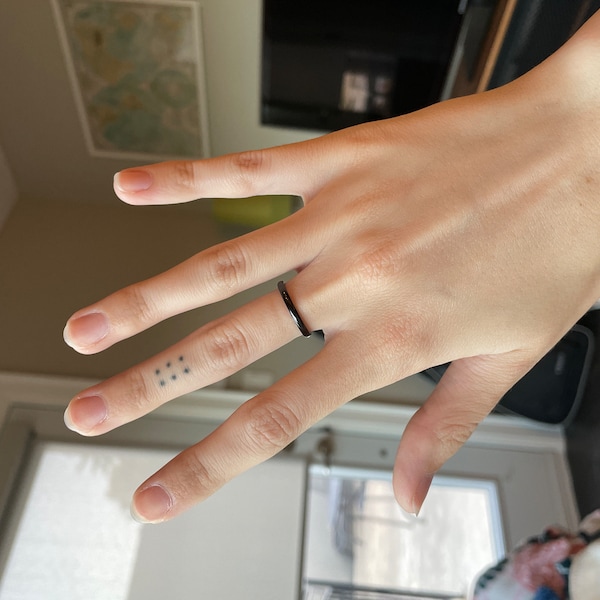 Simple Black Ring, Thin Black Ring, Black Ring for Couple, Womens Black ...
