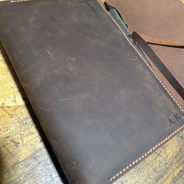 Personalized Vintage Leather Notepad Holder for TOPS Legal Pad Writing Pads / Leather 8.5 X 11. ...