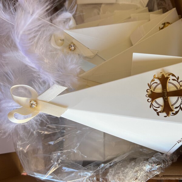Elegant Christening Candy Boxes - First Holy Communion Favors - Baptism ...
