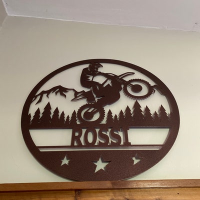 Custom Biker Metal Wall Art With Name Home Decor Motocross Racer Sign ...