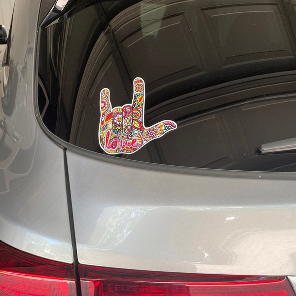 I Love You Sign Language Hand Sticker Decal Multicolor Car Decal Laptop ...