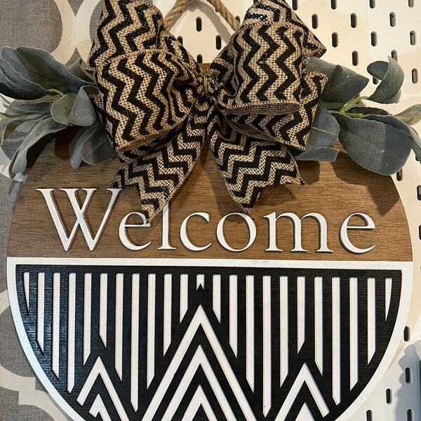 Boho Welcome Sign Laser File, Geometric Laser File, Door Hanger Svg ...
