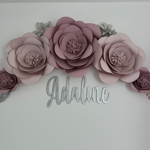 Initial Letter Paper Flower Set Wall Decal Paper Flower Nursery ...