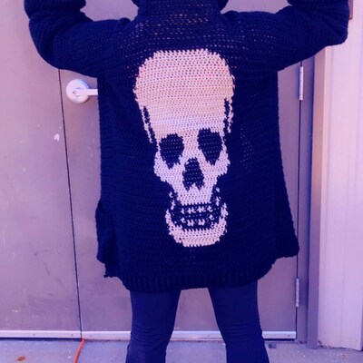 Crochet Skull Cardigan Pattern Crochet Sweater Pattern - Etsy