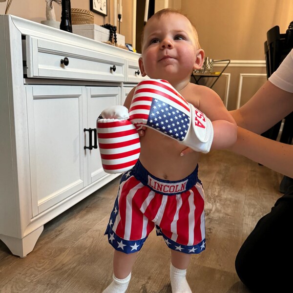 Newborn Knockout Boxing Set: Prop Baby Boxing Ring Personalized Robe ...