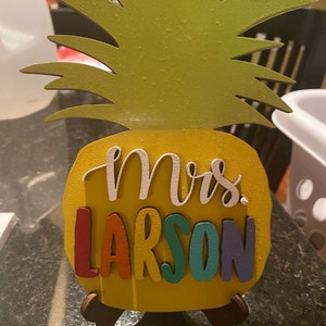 Pineapple Name Sign Pineapple Teacher Name Plate Pineapple Classroom ...
