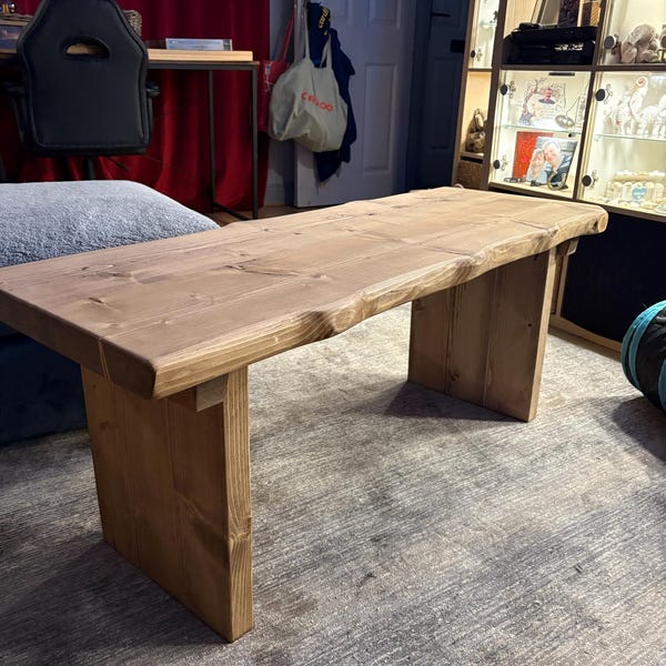 LINA Waney Edge Chunky Coffee Table Solid Rustic Wood - Etsy UK