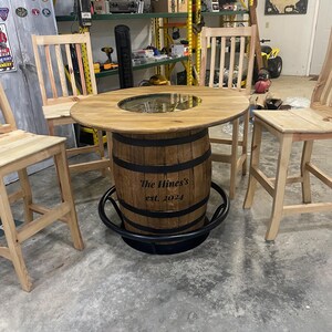 Custom Finished Bourbon Barrel Pub Table With Cabinet Cut Out - Etsy
