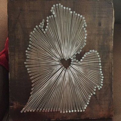 Michigan String Art, Michigan Decor, State String Art, Michigan Nail ...