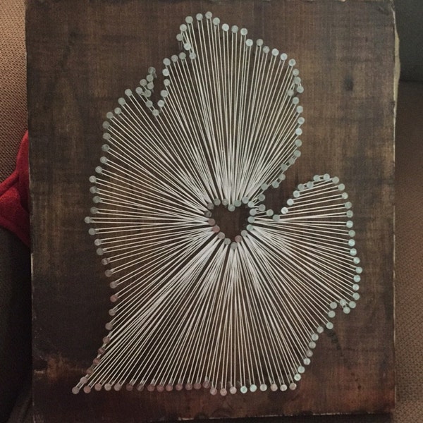 Michigan String Art, Michigan Decor, State String Art, Michigan Nail ...