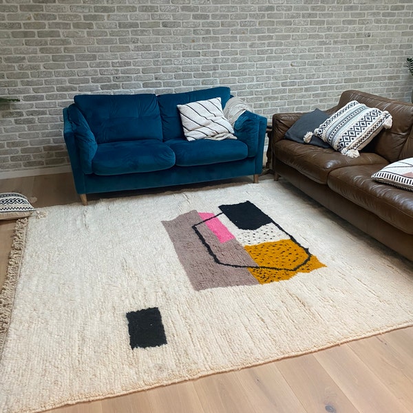 Black Moroccan Checkered Area Rug, Checkerboard Handmade Moroccan Rug ...