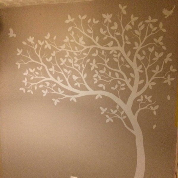White Tree Decal Large Nursery Tree Decals With Birds Unisex White Tree ...