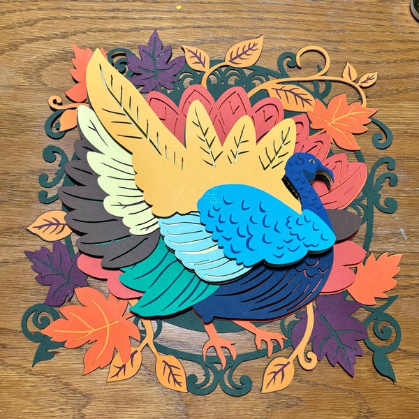 Turkey SVG: Thanksgiving Shadow Box, Cardstock Wall Decor (digital ...