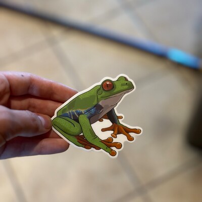Green Tree Frog Sticker - Etsy