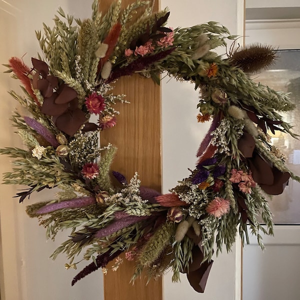 Autumn Dried Wreath Making Kit. Dried Flower DIY Autumnal Door Wreath ...