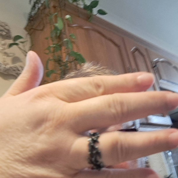 Gothic Runes Viking Engraved Ring, Dimple Encaved Pattern Ring, Black ...