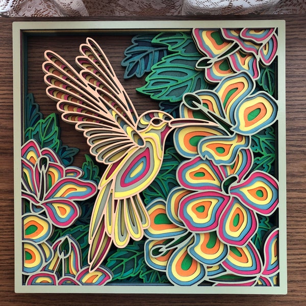 Hummingbird Colibri 3D Mandala Svg Files, Multilayer Panel for Laser ...