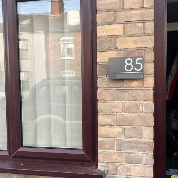 Modern Contemporary Property Number Door Sign Plaque - Anthracite Gray ...