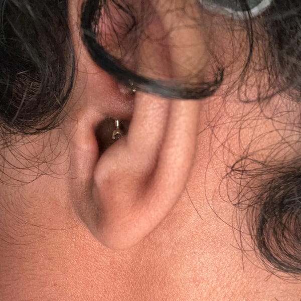 14k Solid Gold Daith Piercing,daith,internally Threaded Curved Barbell ...